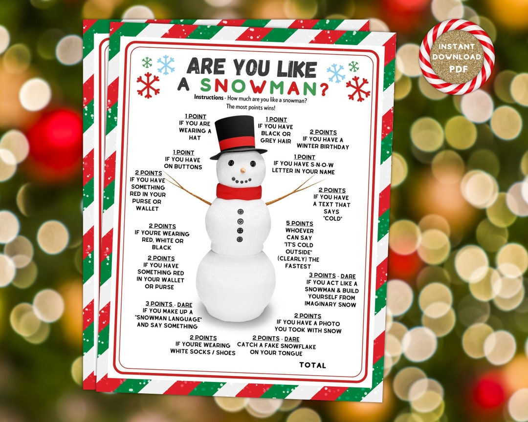 Christmas Party Snowman Game, Xmas Party Family Activity, Group Work ...