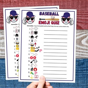 Printable Baseball Emoji Pictionary Team Party Game | World Series Quiz ...
