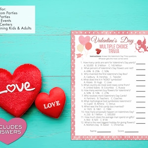 Valentines Day Multiple Choice Trivia Game -classroom Office Party Game ...