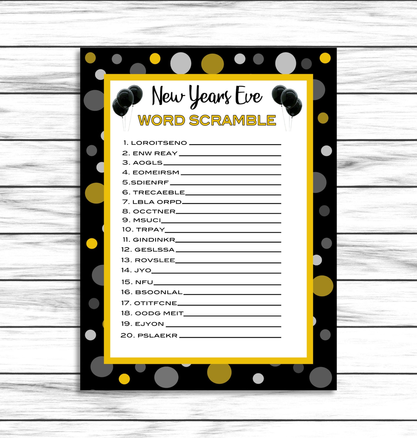 New Years Game Word Scramble New Years Eve Game New Years - Etsy