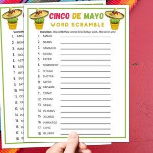 Cinco De Mayo Party Word Scramble Game for Kids & Adults | Classroom ...