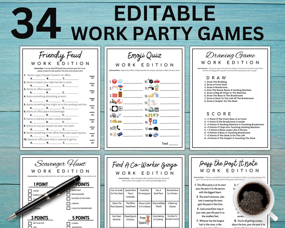 Editable Office Party Games | Work Party Games | Team Meeting | Work ... Editable Office Party Games | Work Party Games | Team Meeting | Work ...