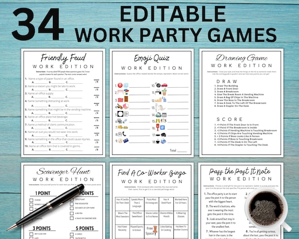 Workplace Games & Activities Printables Bundle Work Ice Breaker ...