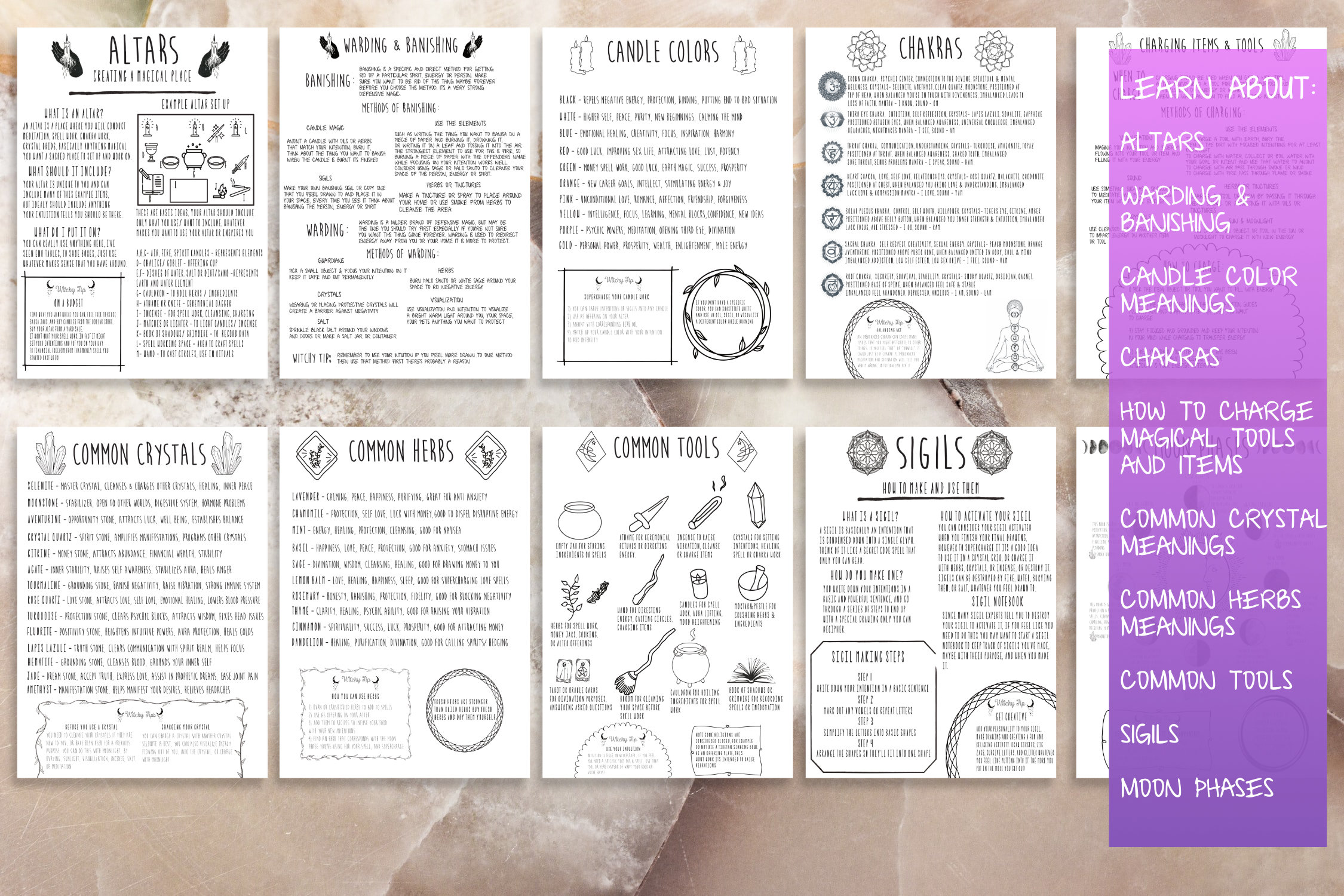 Witchcraft Basic Printable Grimoire Pages, Book of Shadows Pages, Moon ...