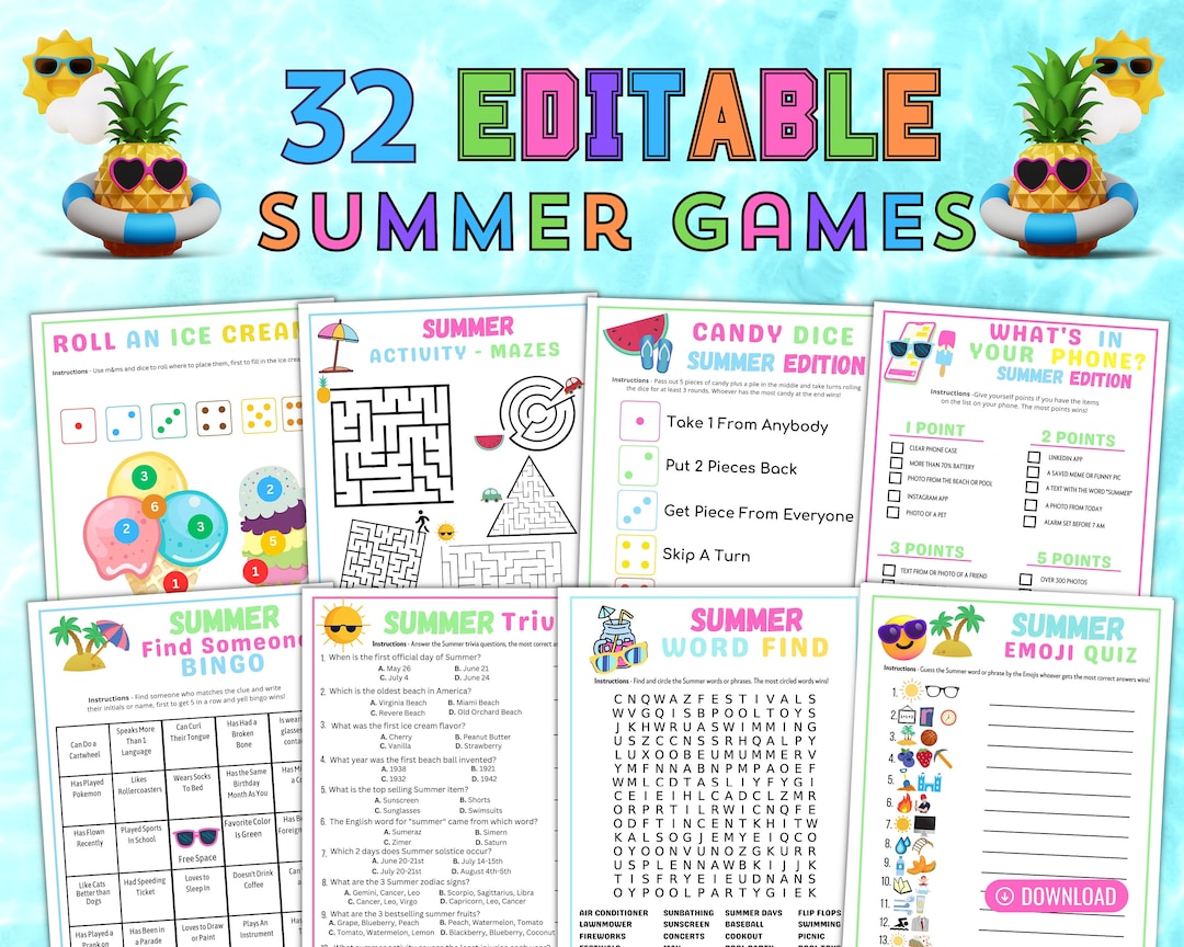 Printable Summer Games For Kids Adults Families Editable Summer printable-summer-games-for-kids-adults-families-editable-summer