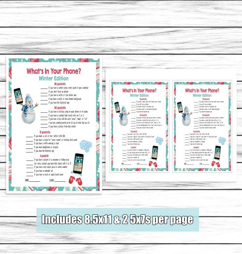 Winter Whats in Your Phone Party Game Phone Game for Adults | Etsy