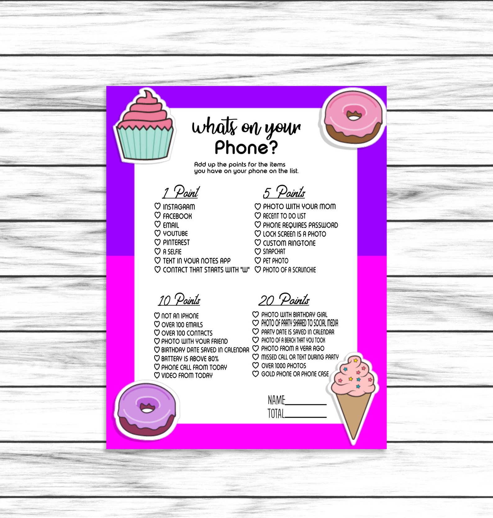Whats on Your Phone Girls Birthday Game Teen Birthday Games - Etsy