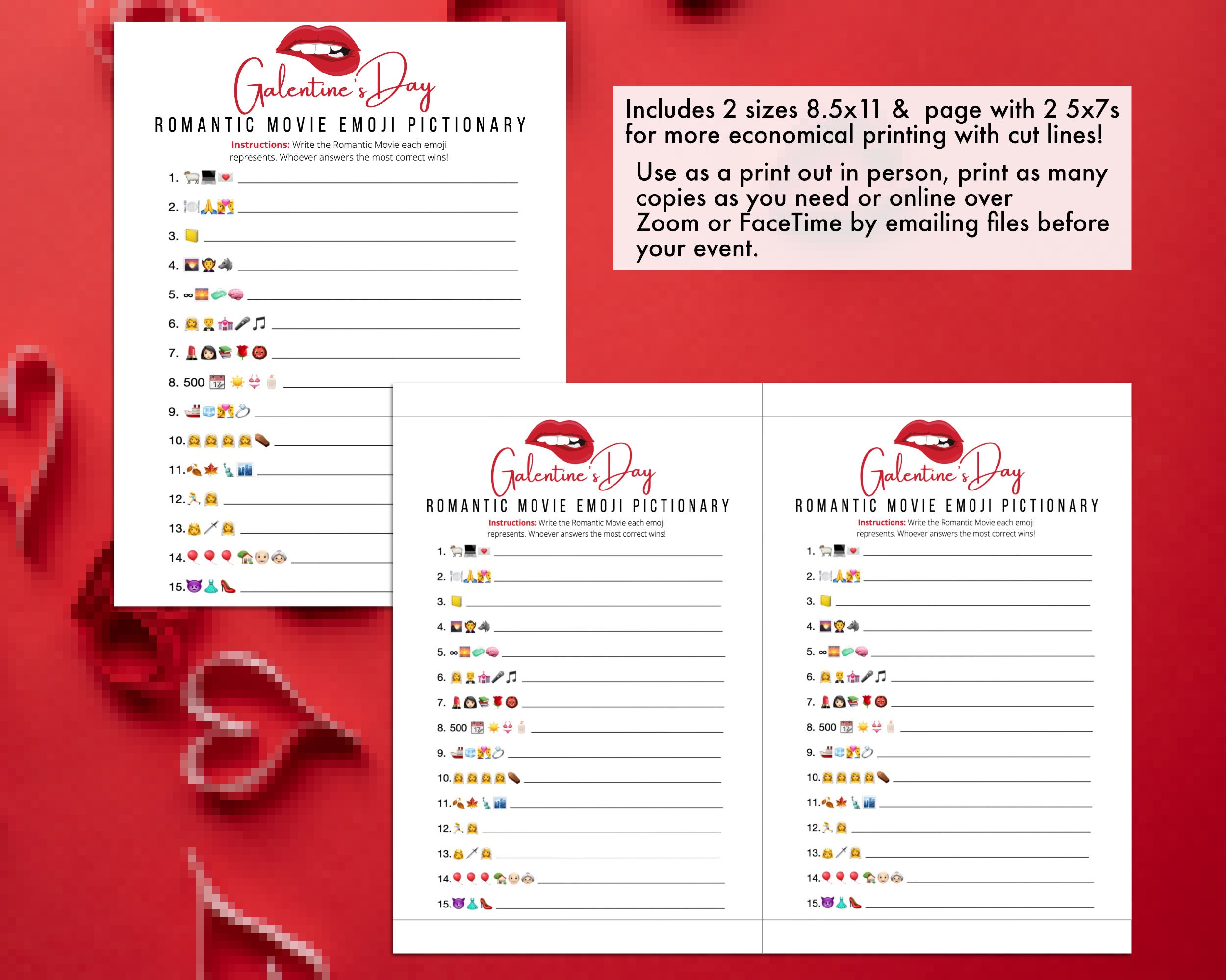 Galentines Day Chick Flick Game fun Party Game Ladies Night - Etsy