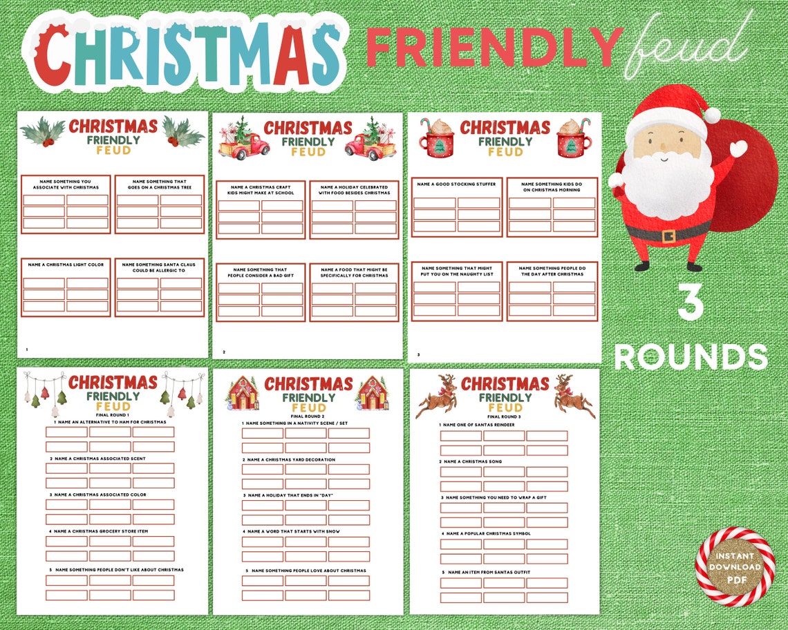 Family Friendly Feud Christmas Trivia Printable Game - Etsy