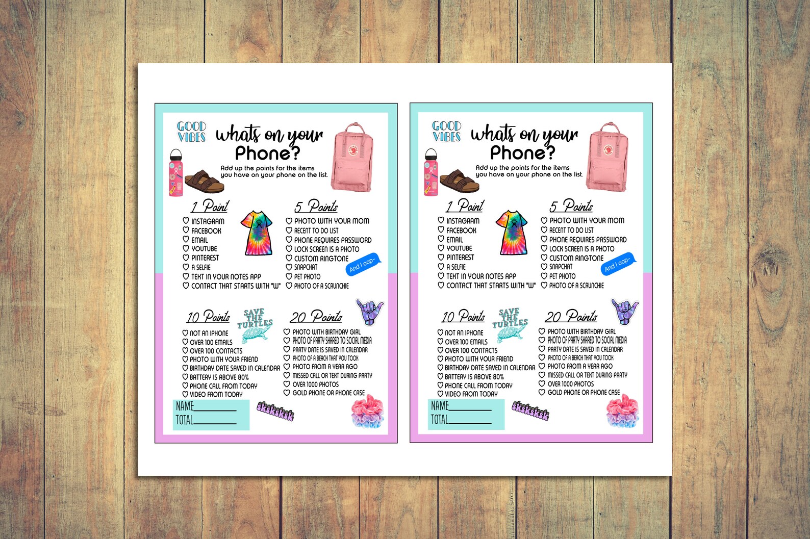 Whats on Your Phone Birthday Girl Game Teen Birthday Games | Etsy