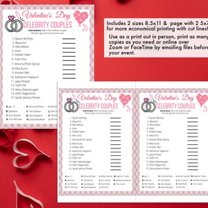 Celebrity Couples Trivia Game -classroom Office Valentines Day Party ...