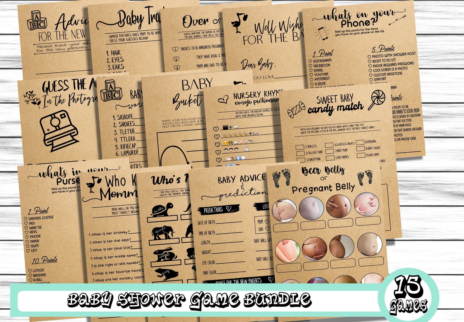 Cheap Baby Shower Game Set Rustic Shower Games for Baby - Etsy