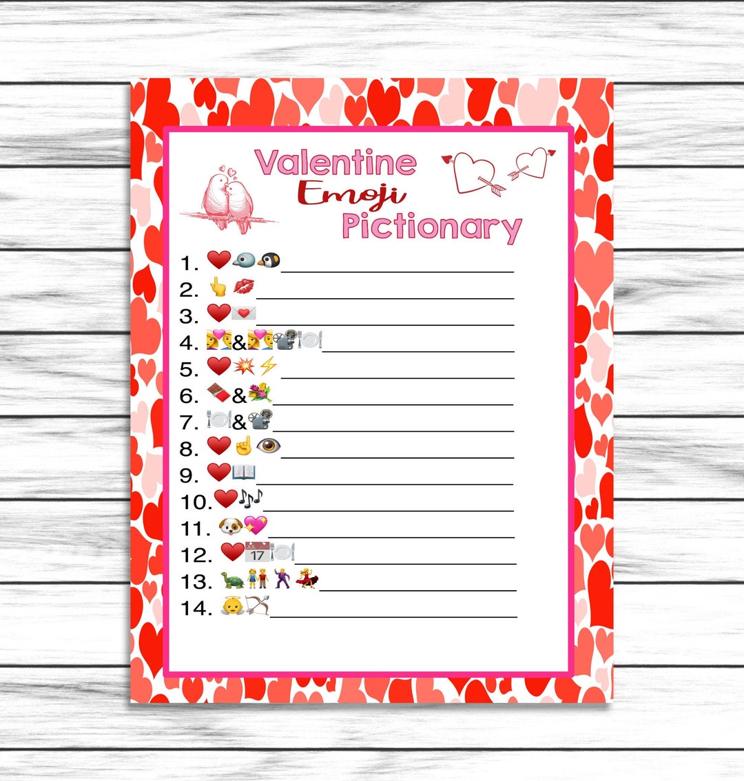 Valentines Day Emoji Pictionary, Emoji Game, Valentines Day Game ...