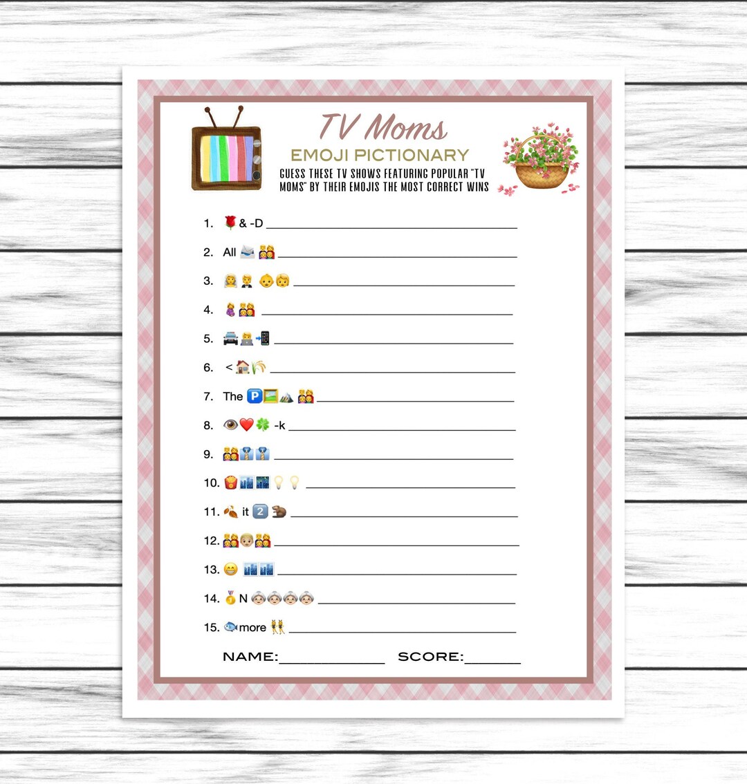 Mothers Day Emoji Game Emoji Pictionary Party Game TV Moms - Etsy