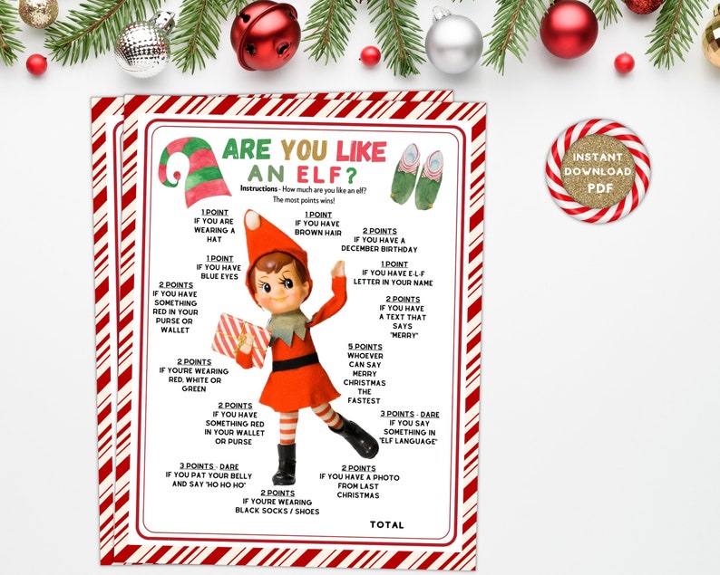 Christmas Party Elf Game Funny Holiday Printable Group Game - Etsy
