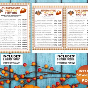 Thanksgiving Fact or Fiction Printable Trivia Game, Virtual Team ...