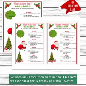 Christmas Whats in Your Purse Game, Printable or Virtual Holiday Party ...