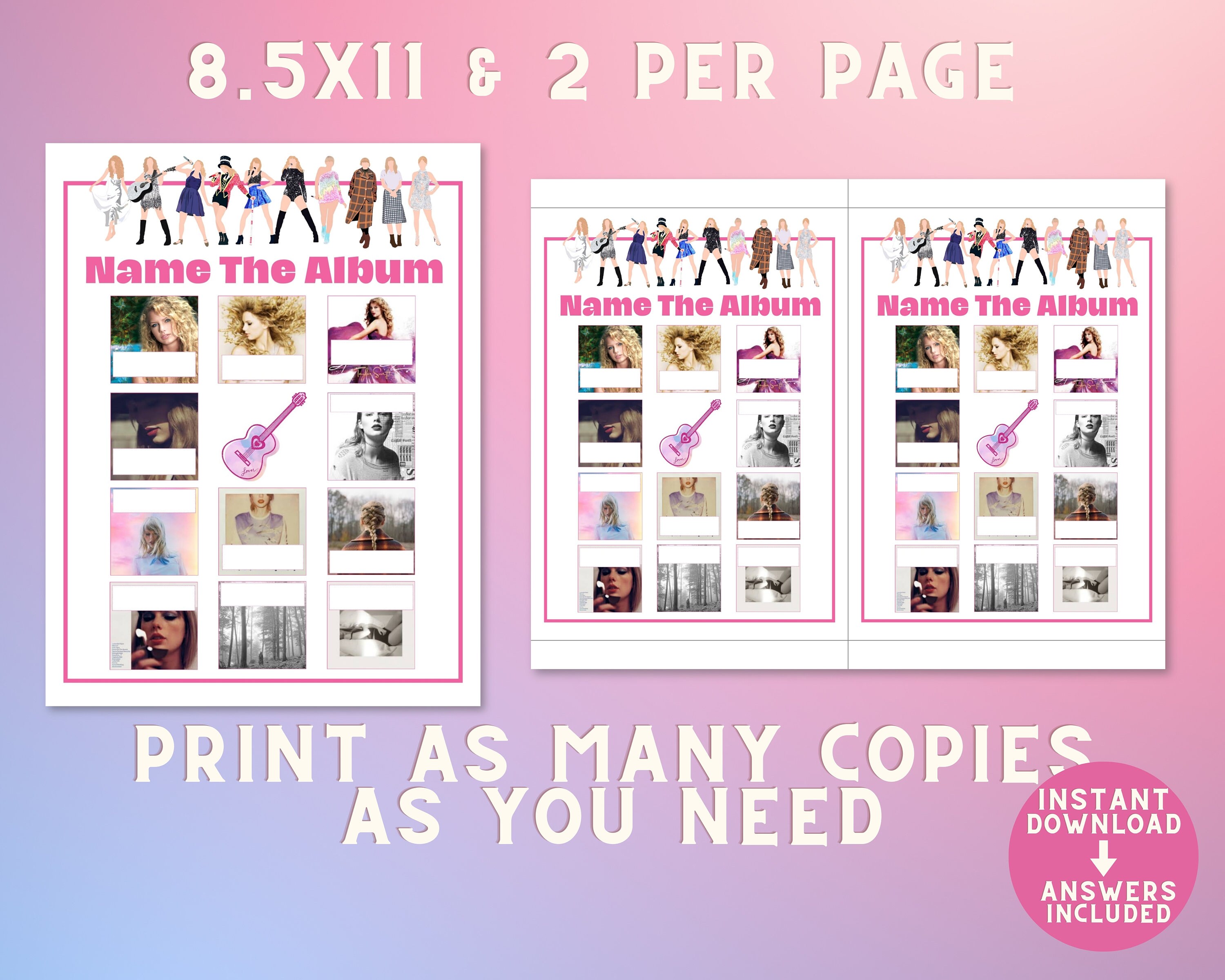 Printable Swiftie Fans Party Games Mega Bundle | Tween Teen Sleepover ...