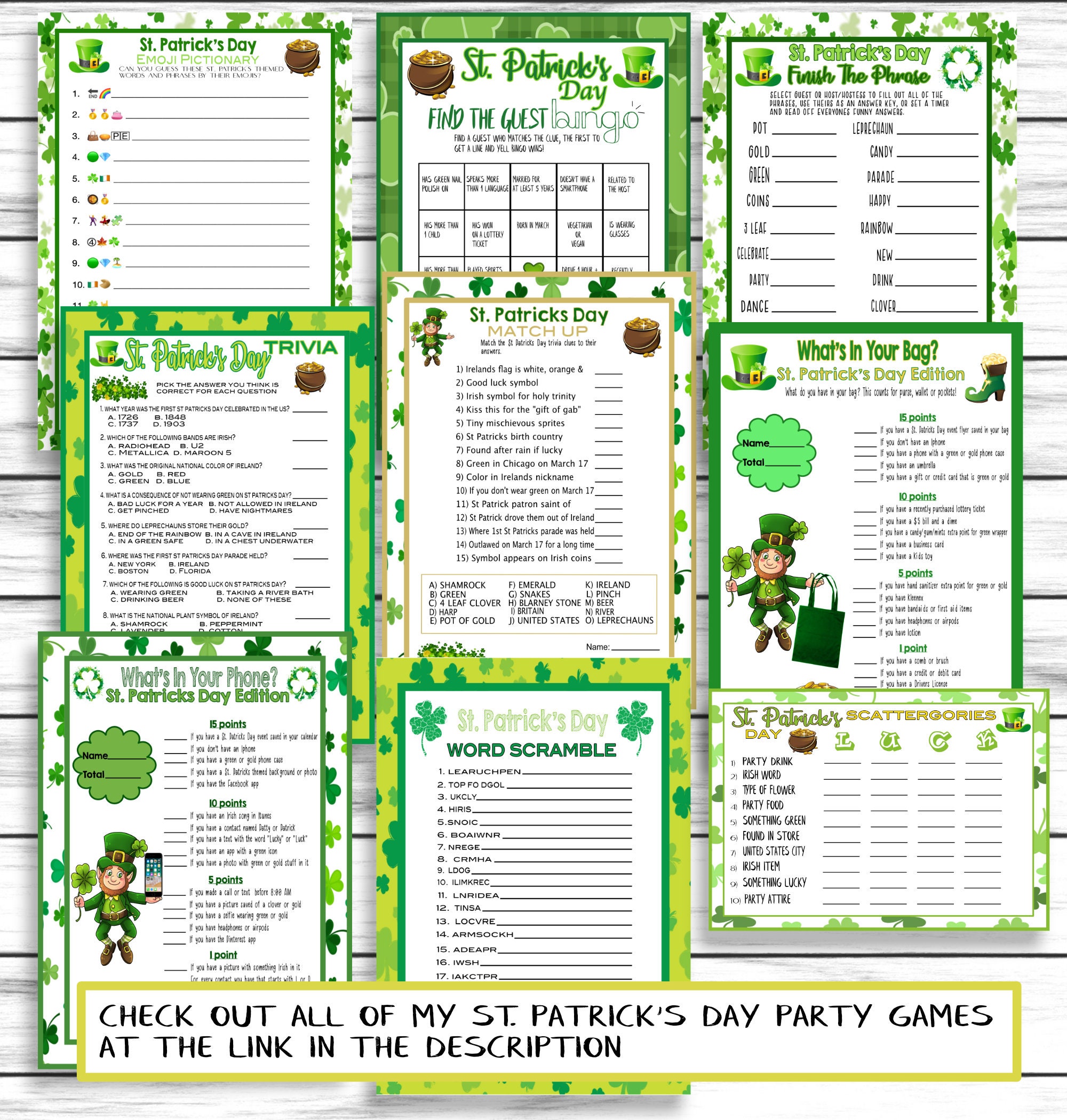 St Patricks Day Game Emoji Pictionary St Patricks Day Party | Etsy