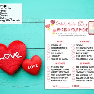 Valentines Day Whats in Your Phone Game, Virtual or Printable V-day ...