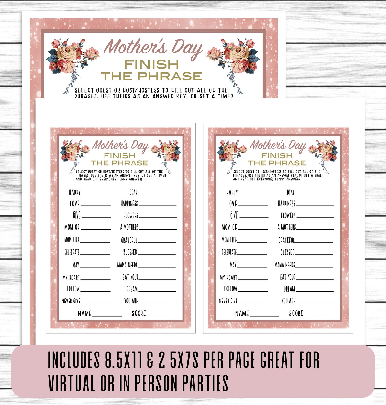 Mothers Day Finish the Phrase Game Mothers Day Game for Kids - Etsy
