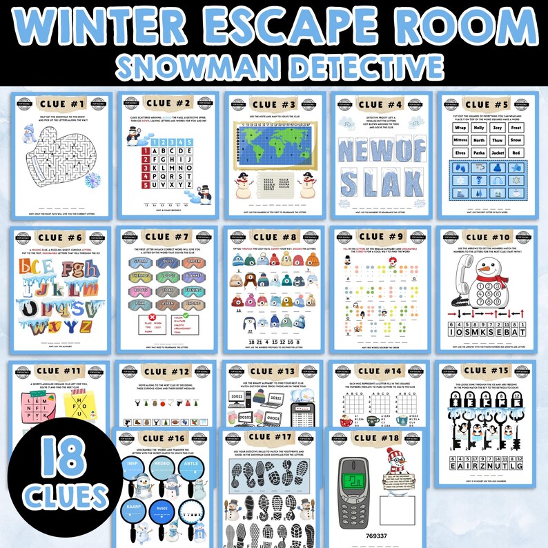 Printable Winter Escape Room | Detective Snowman's Mystery | Fun Snow ...