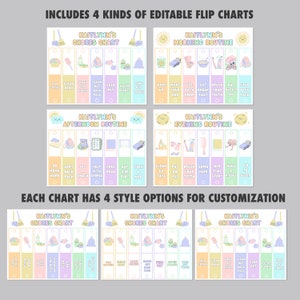 Editable Chores Morning Afternoon Evening Kids Routine Flip Charts ...