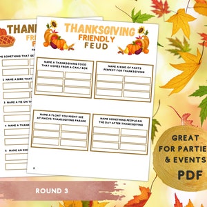 Thanksgiving Friendly Feud Games, Turkey Day Trivia Game, Adult ...