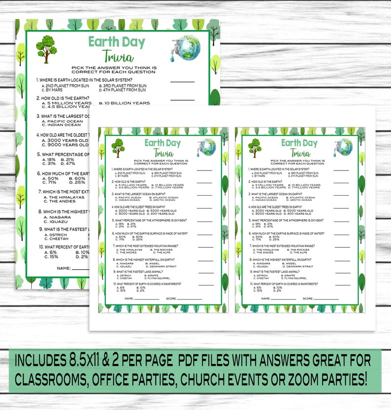 Earth Day Fun Games Party Games Trivia Scattergories Word - Etsy