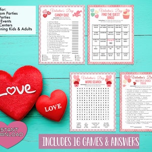 Valentines Day Fun Party Games Bundle | Classroom Office Party Kids ...