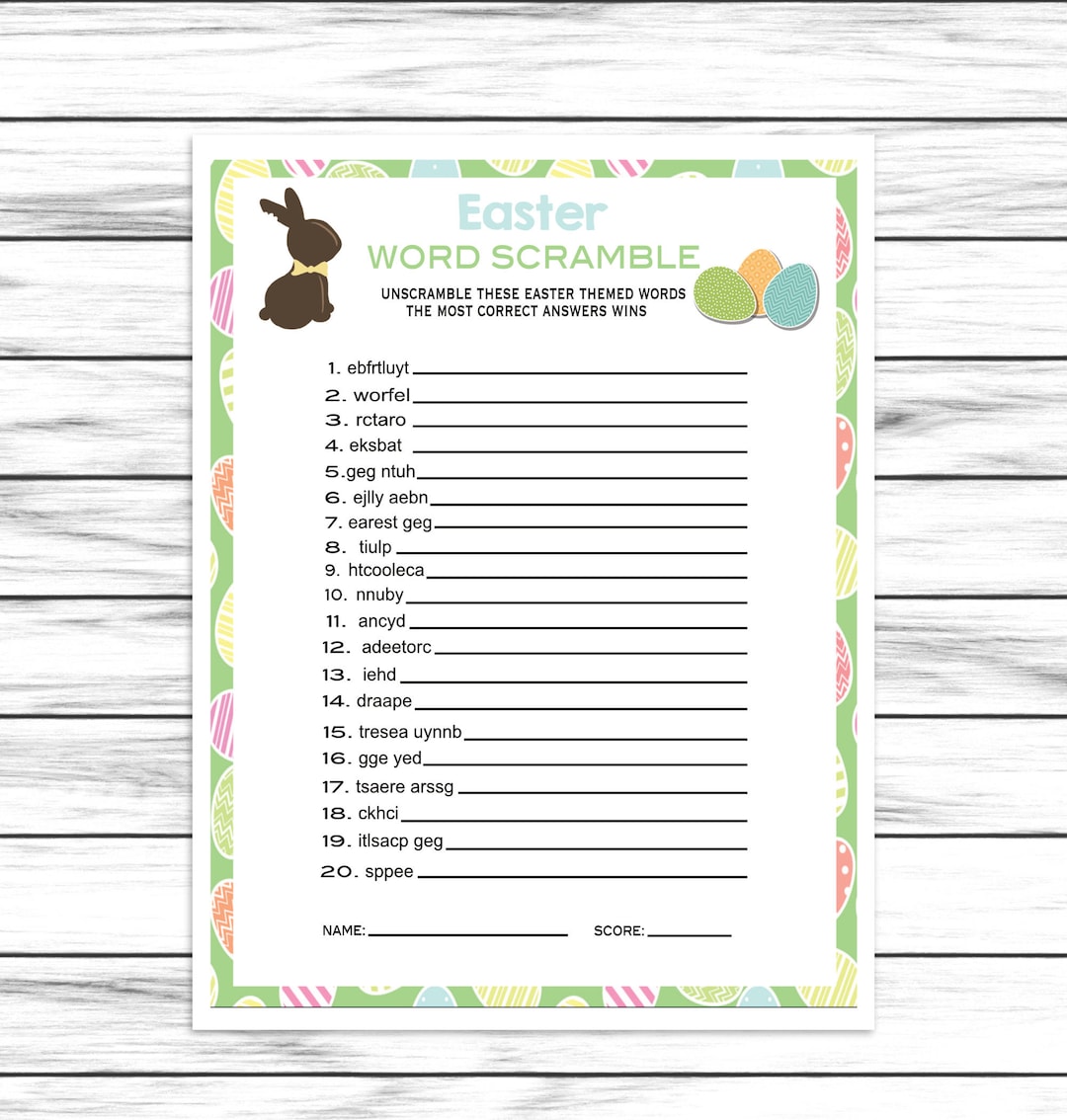 Easter Word Scramble, Easter Party Game, Easter Family Game, Word ...