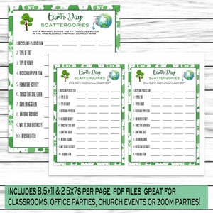 Earth Day Fun Games, Party Games, Trivia , Scattergories, Word Search ...