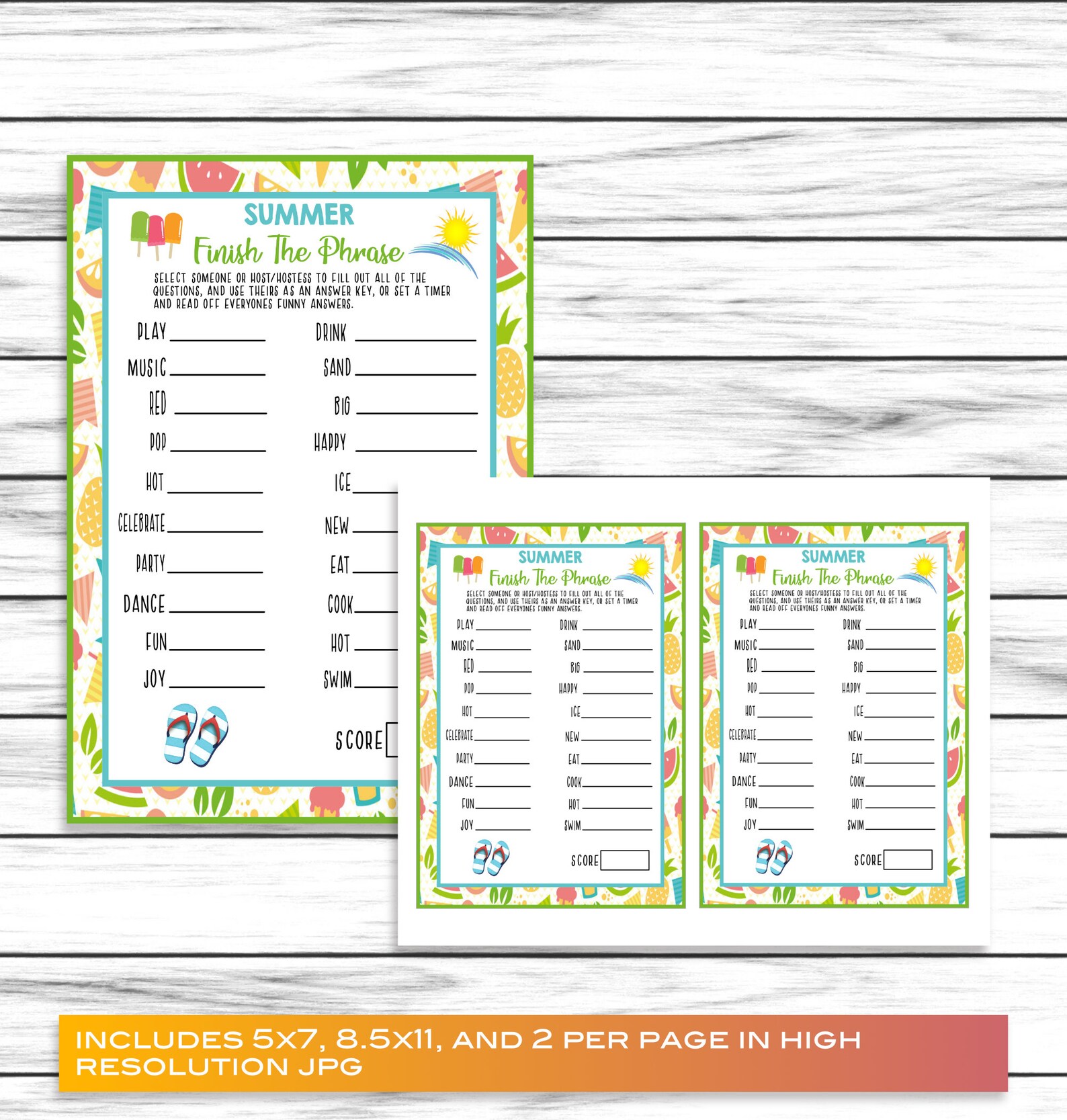 Summer Fun Games Summer Party Games Trivia Scattergories - Etsy