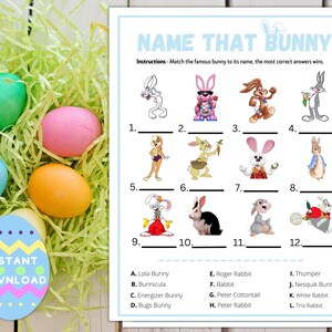 Easter Printable Name Famous Bunny Game | Adults Kids Idea | Fun Family ...