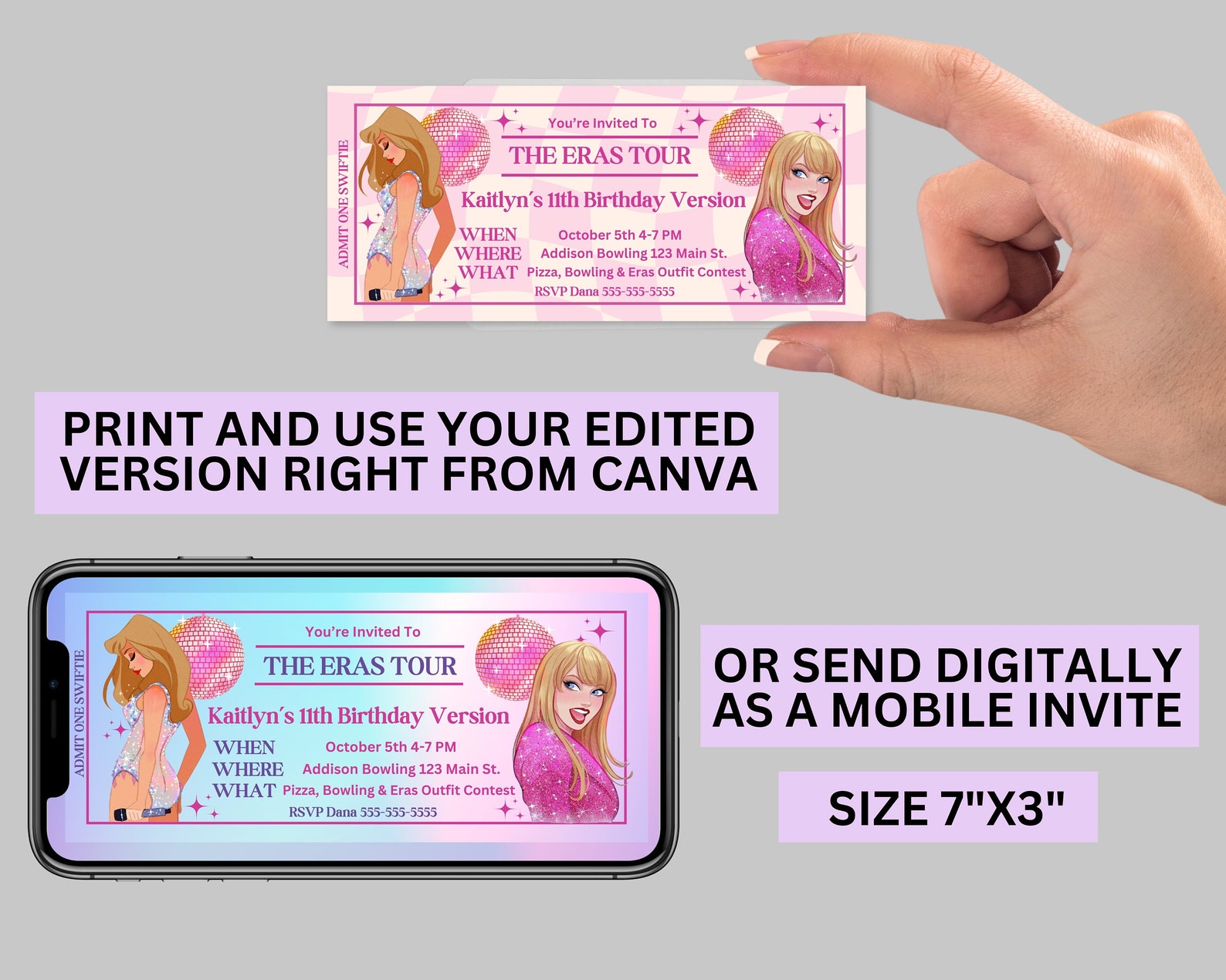 Editable Taylor Era Birthday Party Ticket Stub Digital Printable ...