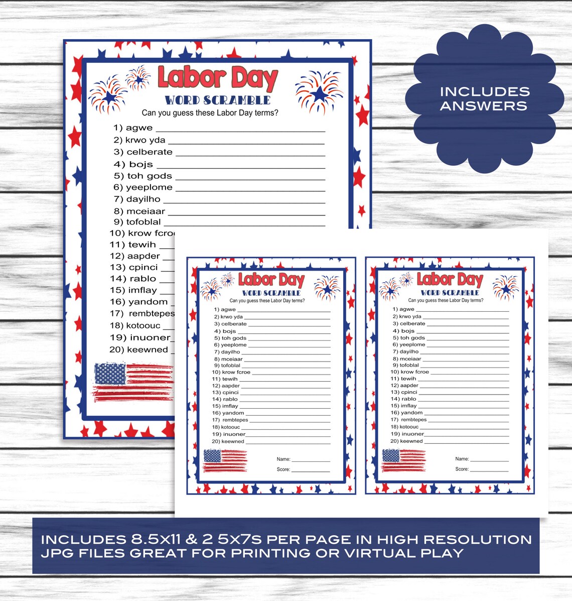 Labor Day Word Scramble Party Game Word Game for Adults | Etsy