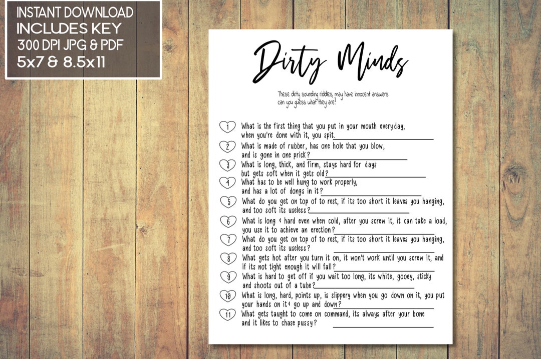 Bachelorette Game Dirty Minds,bachelorette Party Game, Riddle Game ...