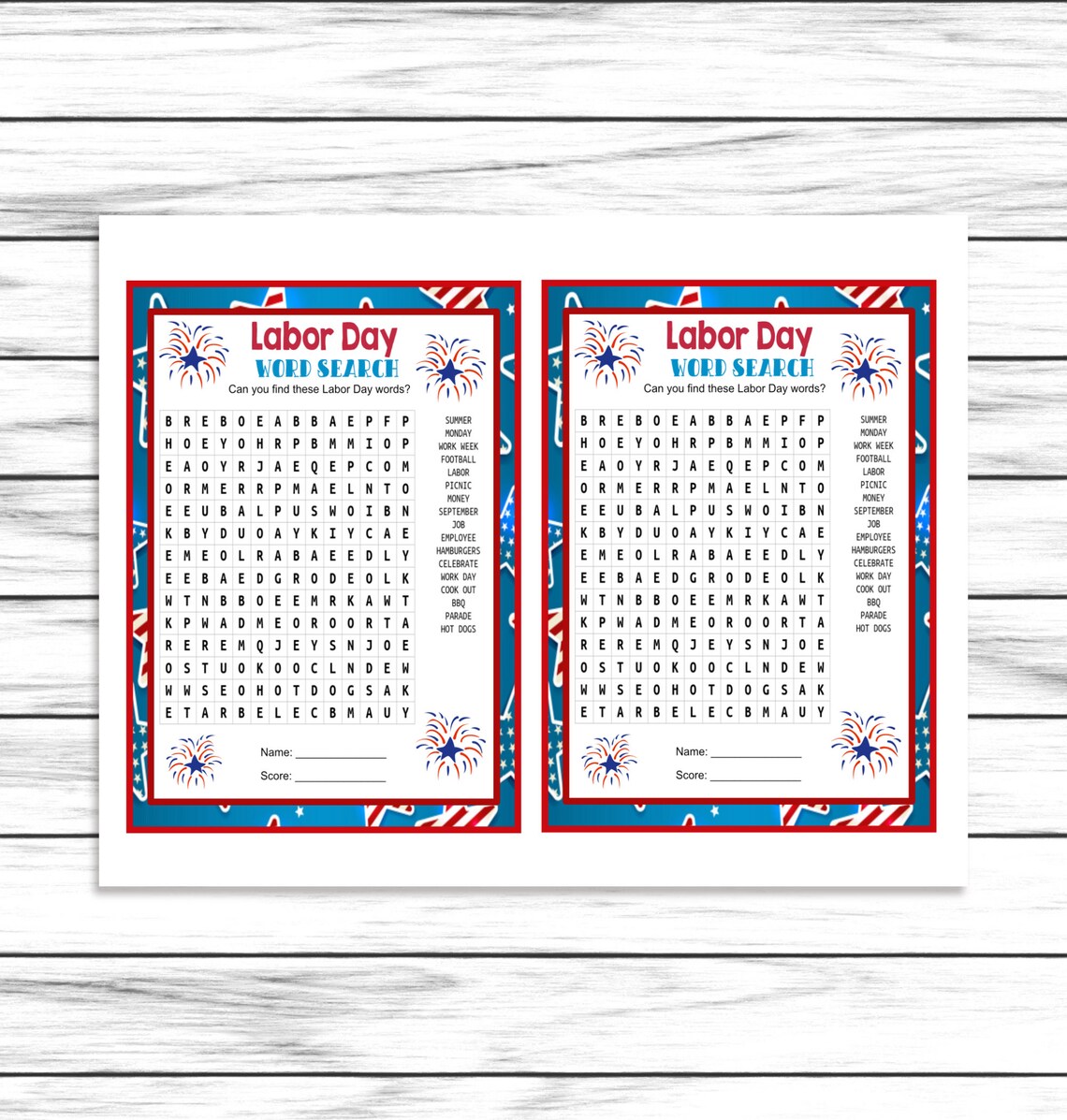 Labor Day Word Search Party Game Word Find Game for Adults - Etsy