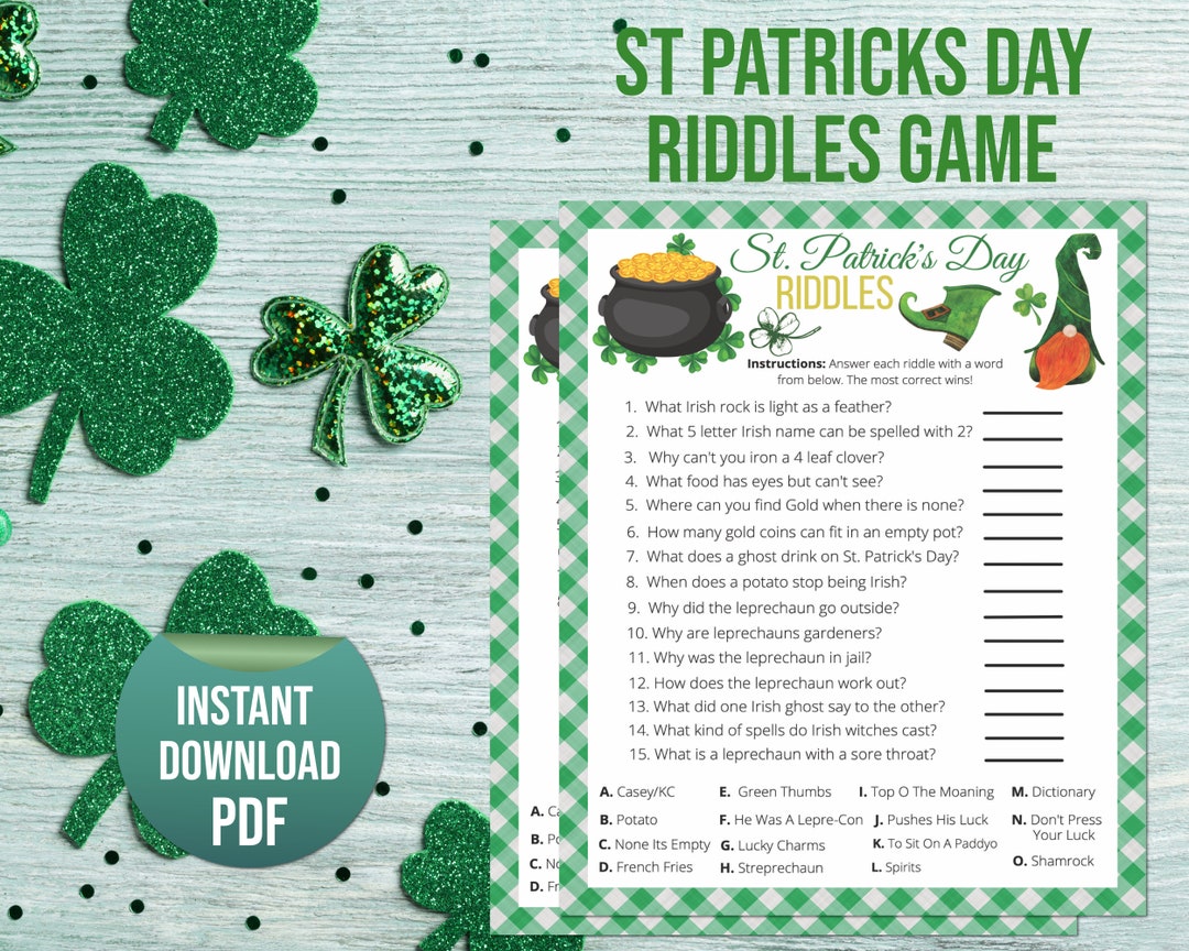 St Patricks Day Riddles Printable Game St Paddys Office - Etsy
