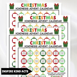 Printable Christmas Acts of Kindness Advent Calendar Card | Kids ...