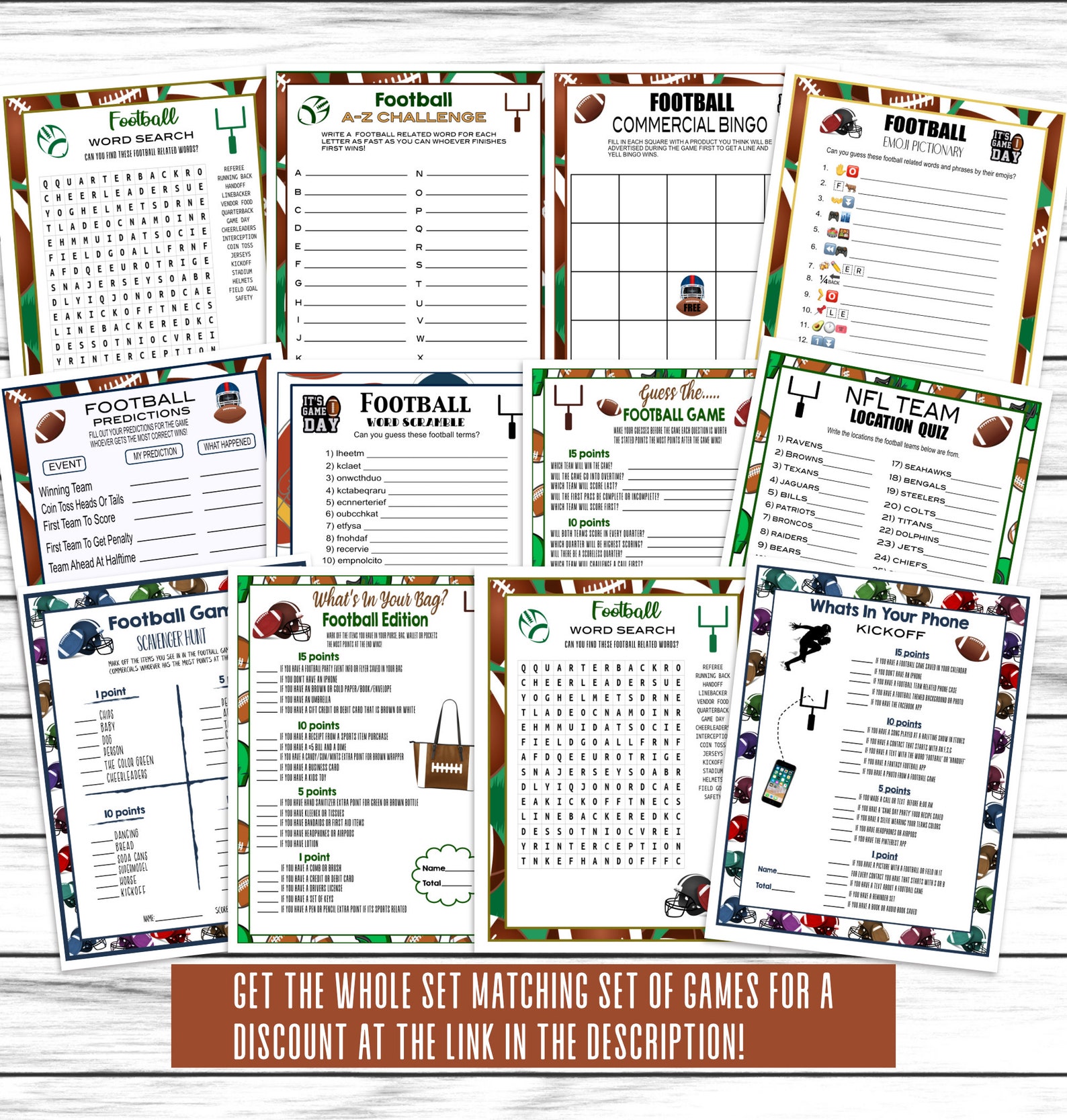 Football Team Trivia, Printable or Virtual Football Party Game for Kids ...