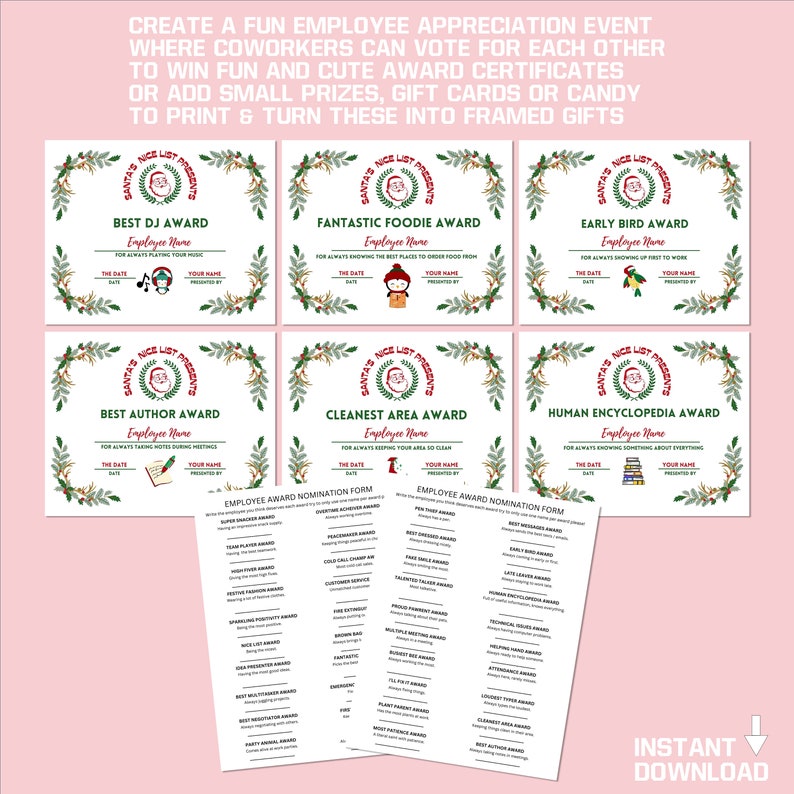 Employee Appreciation Christmas Award Certificates | Printable Funny ...