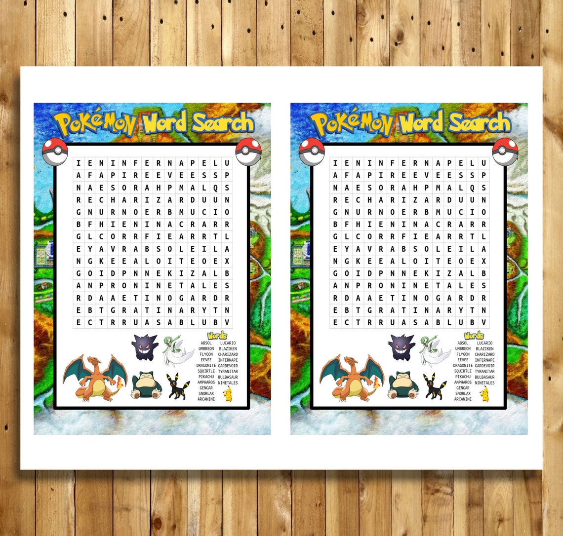 Pokemon Inspired Word Search Game Word Find Game Pokemon - Etsy