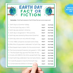 Printable Earth Day Fact or Fiction Game | Classroom Office Seniors ...