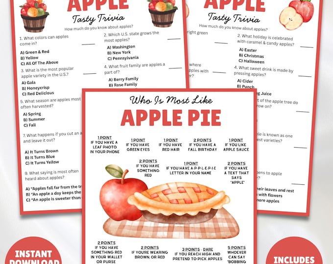 Apple Trivia Game, Fall Trivia Game, Halloween Party Game, Autumn ...