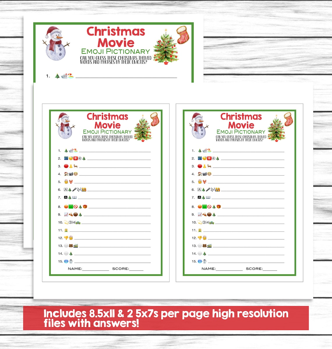 Christmas Movie Emoji Pictionary Game Printable or Virtual - Etsy