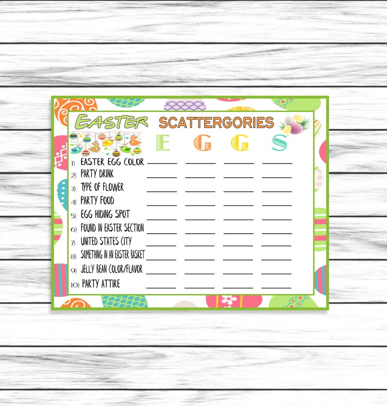 Easter Scattergories Game Easter Word Game Easter Party | Etsy