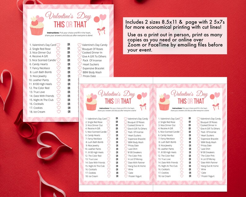 Valentines This or That Game classroom Office Valentines Day - Etsy