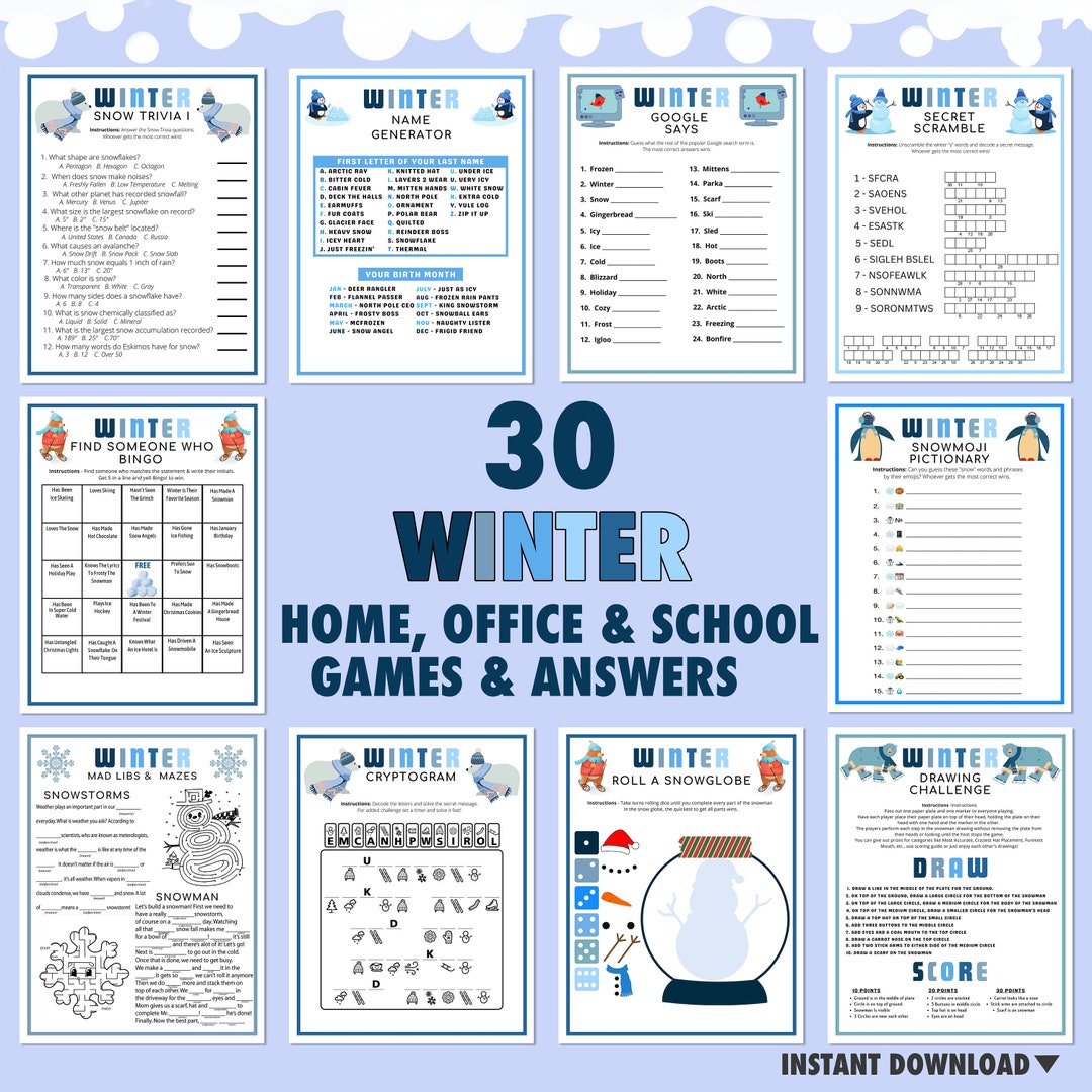 Winter Mega Bundle of Home School Classroom Family Party Games With ...