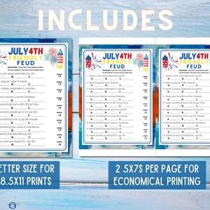 July 4th Family Feud Trivia Party Game, Family Reunion Quiz, Summer ...